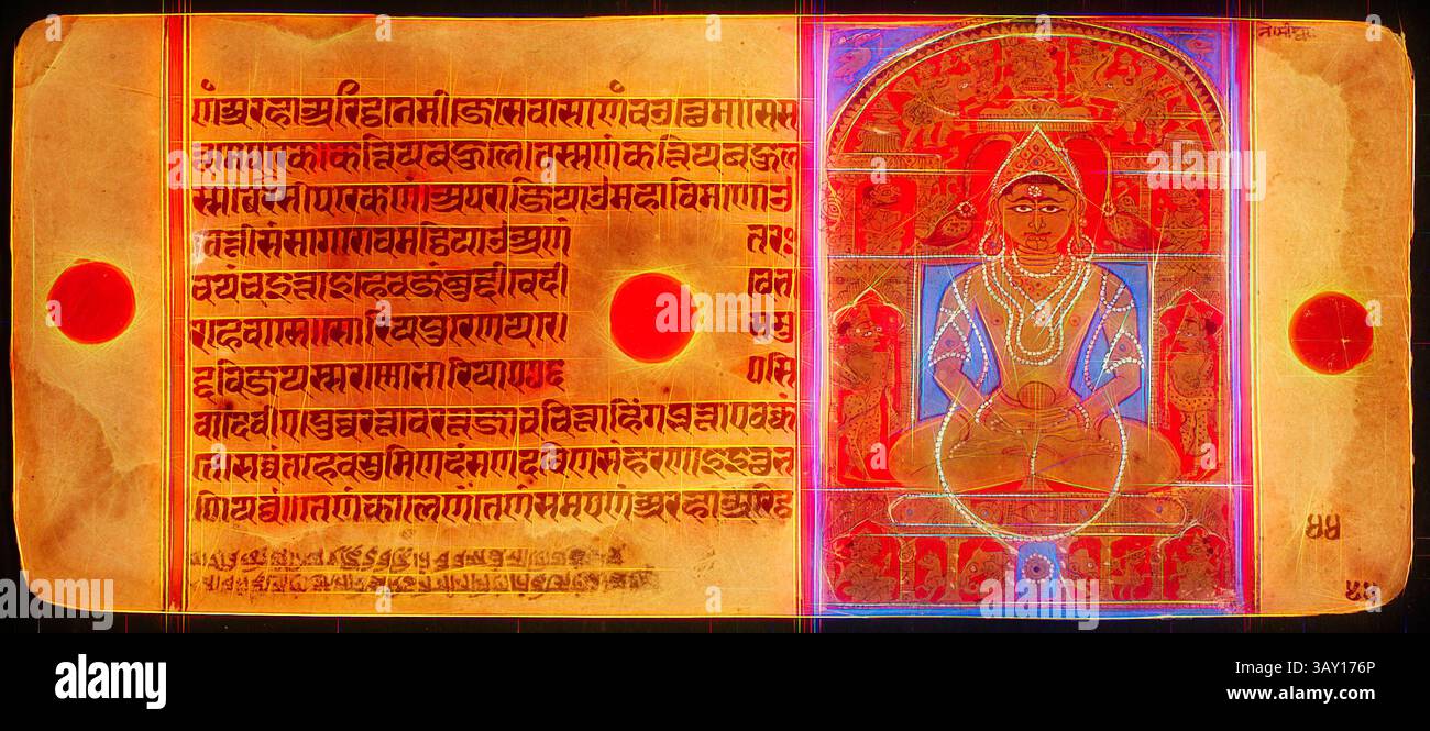 An ancient manuscript featuring intricate scripts and illustrations. On ...