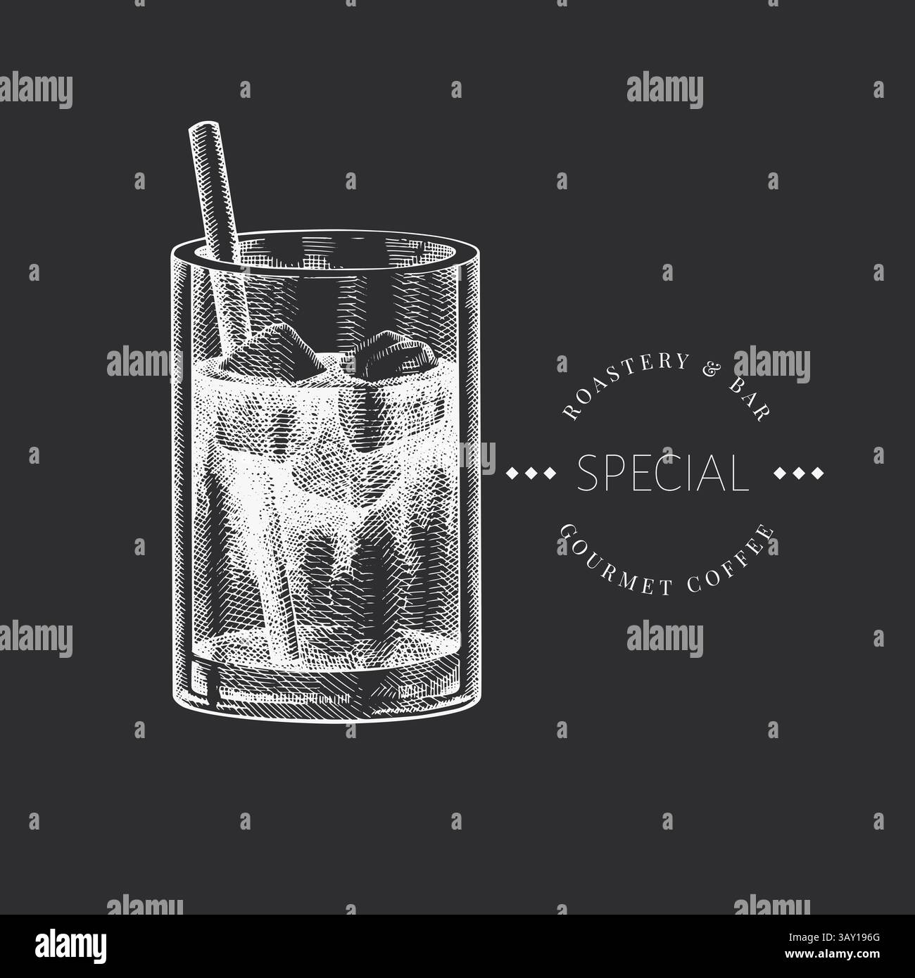 Coffee Cup Chalk Board Illustration. Vector Hand Drawn Isolated ...