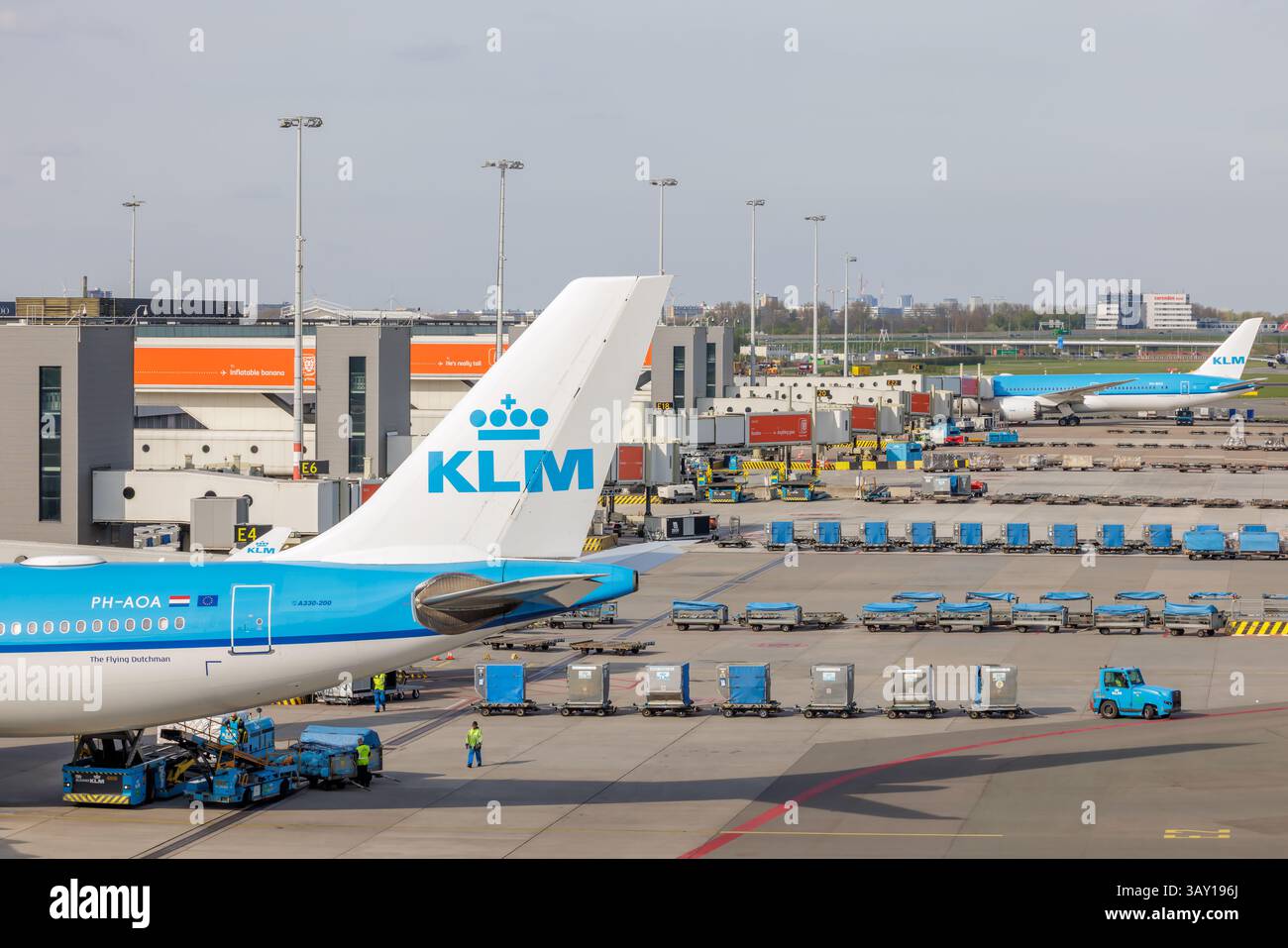 Schiphol, The Netherlands - April 14, 2025: Aircraft rear wing of the ...