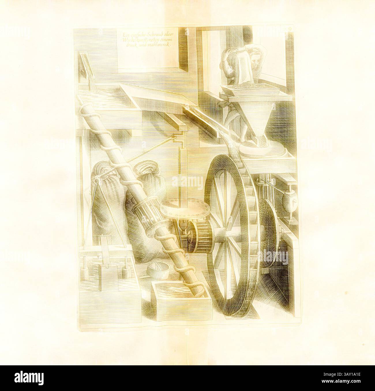 An intricate depiction of industrial machinery, showcasing gears ...