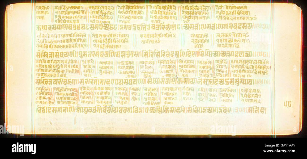 An ancient manuscript page filled with intricate text in a script ...