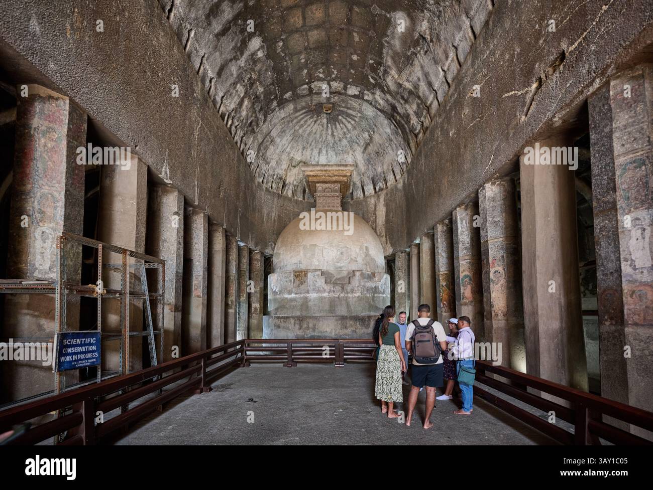 Ajanta caves, interior shot of Cave No. 10, Aurangabad, India, Asia ...