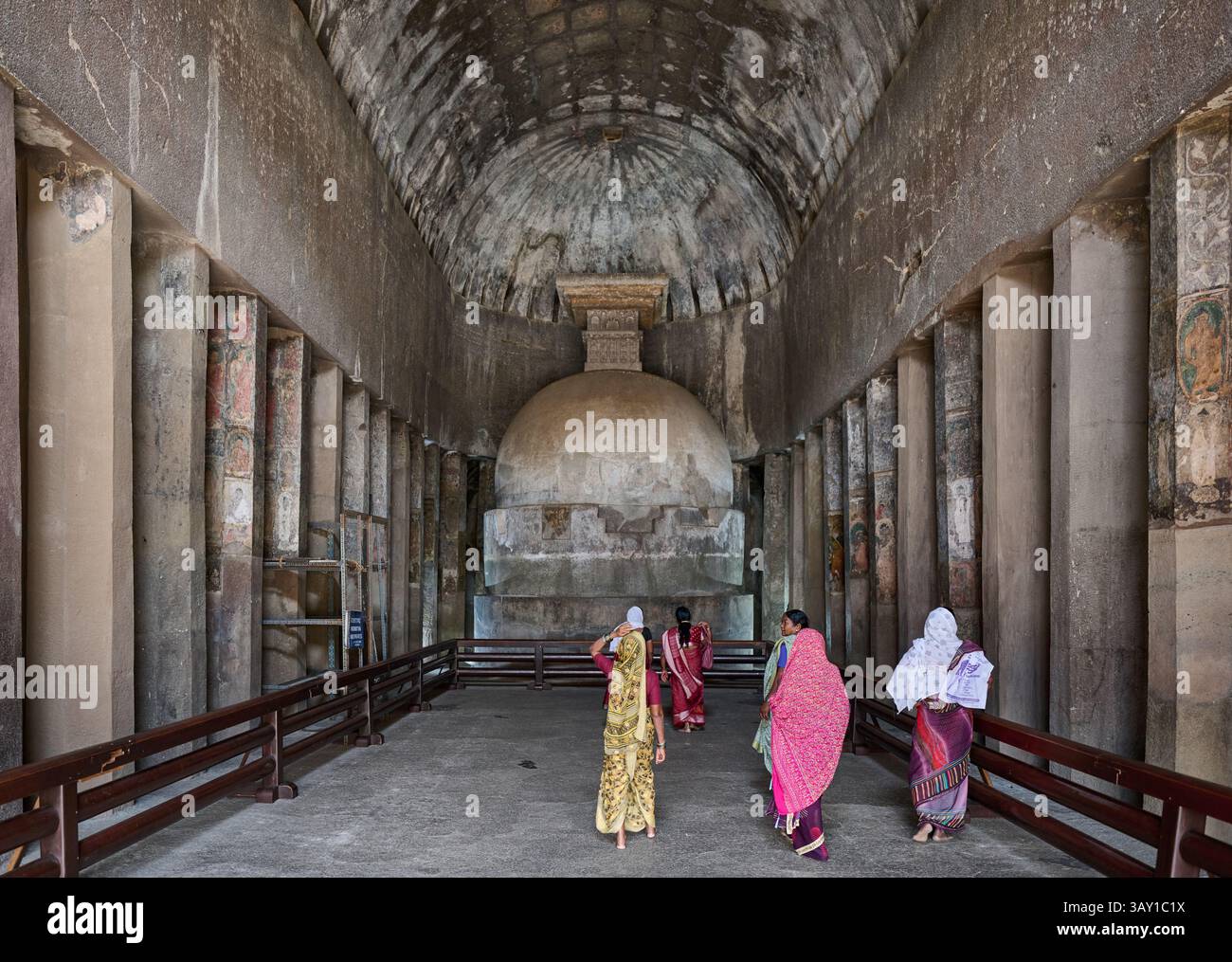 Ajanta caves, interior shot of Cave No. 10, Aurangabad, India, Asia ...