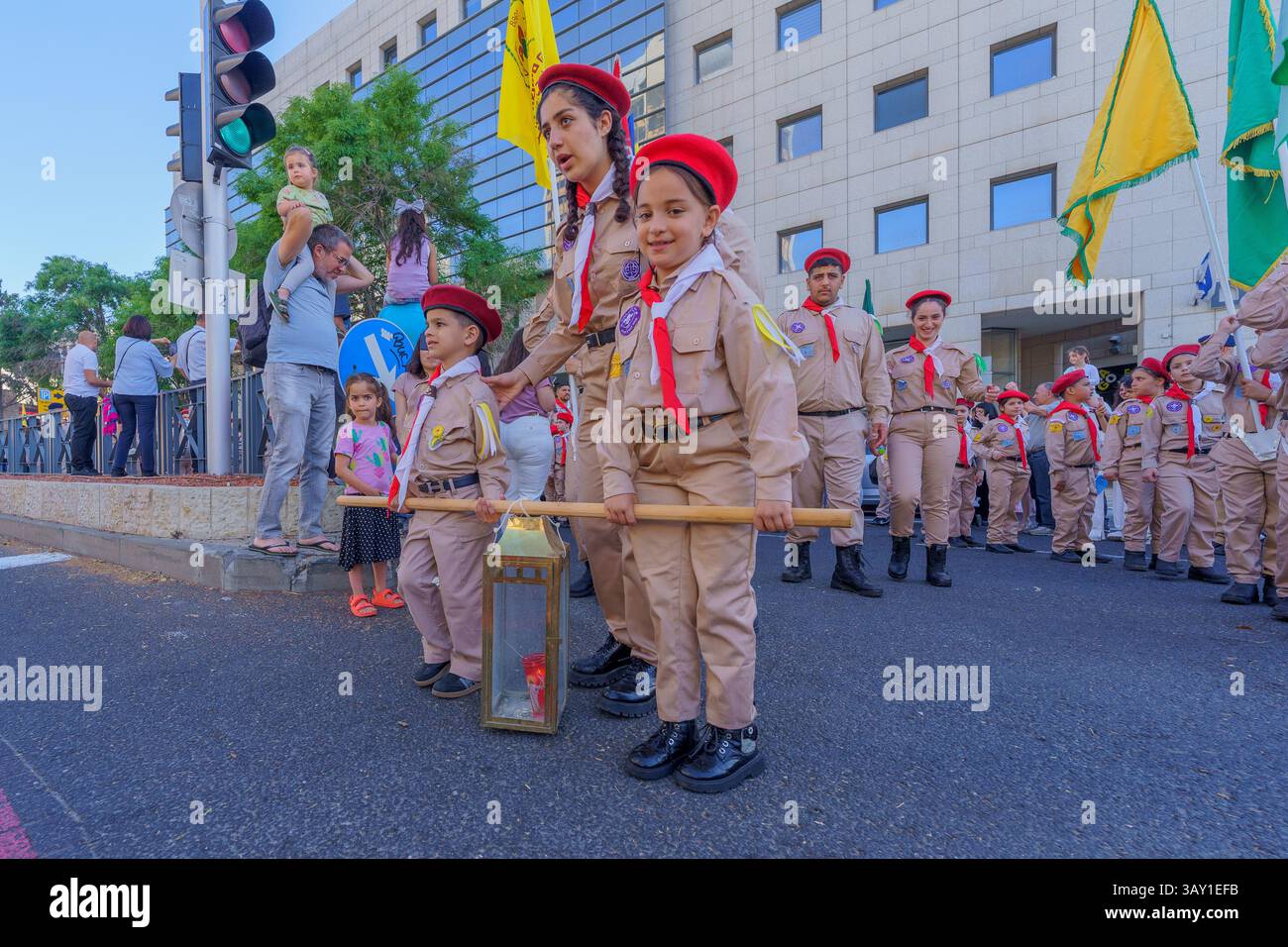 Haifa, Israel - April 19, 2025: Local Arab Orthodox Christians scouts ...