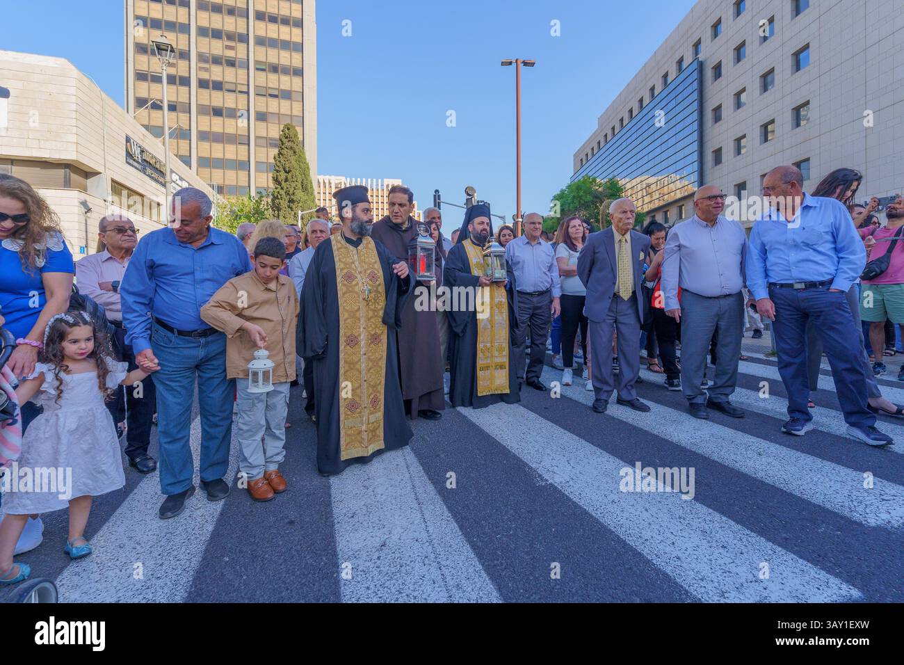Haifa, Israel - April 19, 2025: Local Arab Orthodox Christians ...