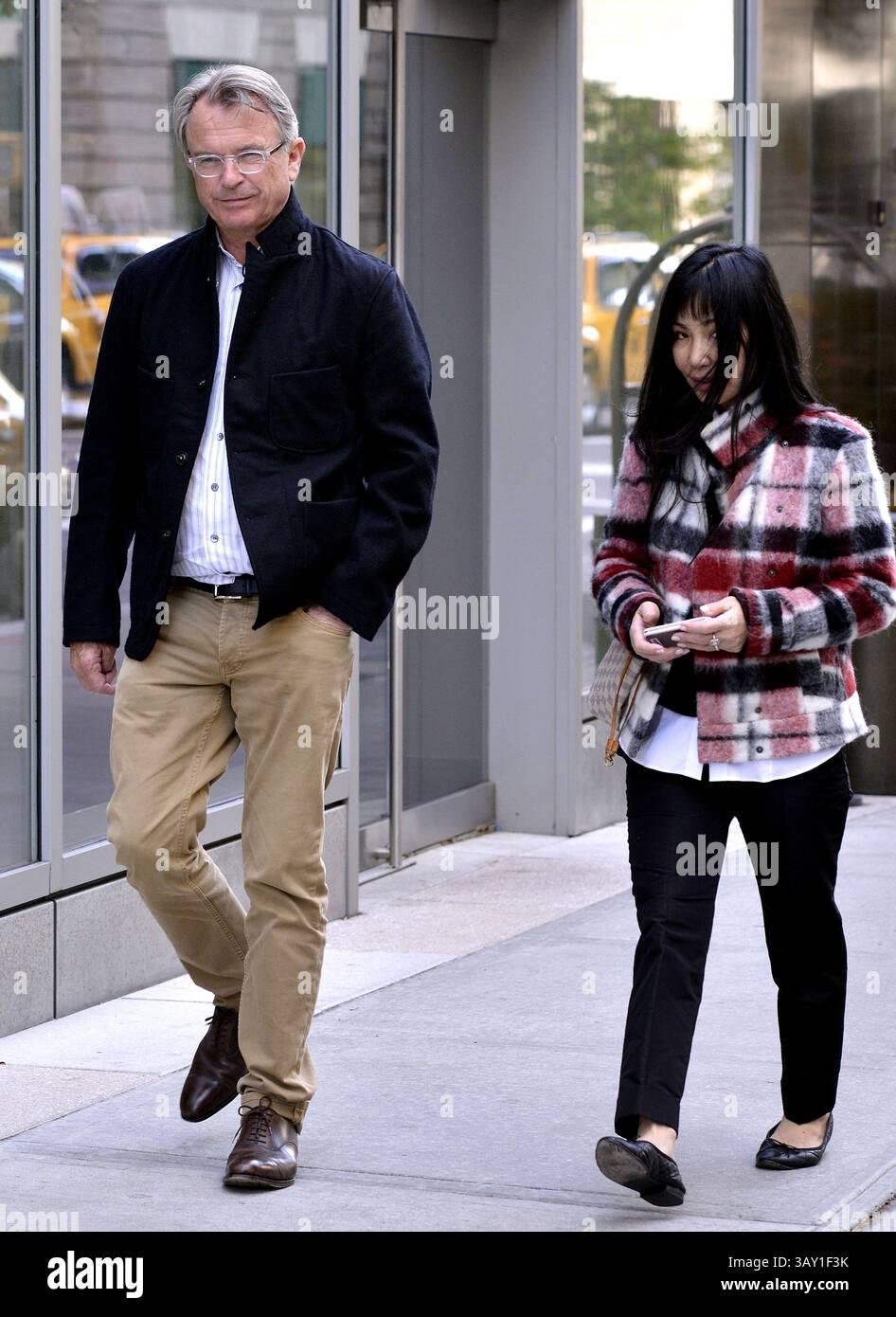 Sam Neill out and about with his wife Noriko Watanabe in Soho, New York ...