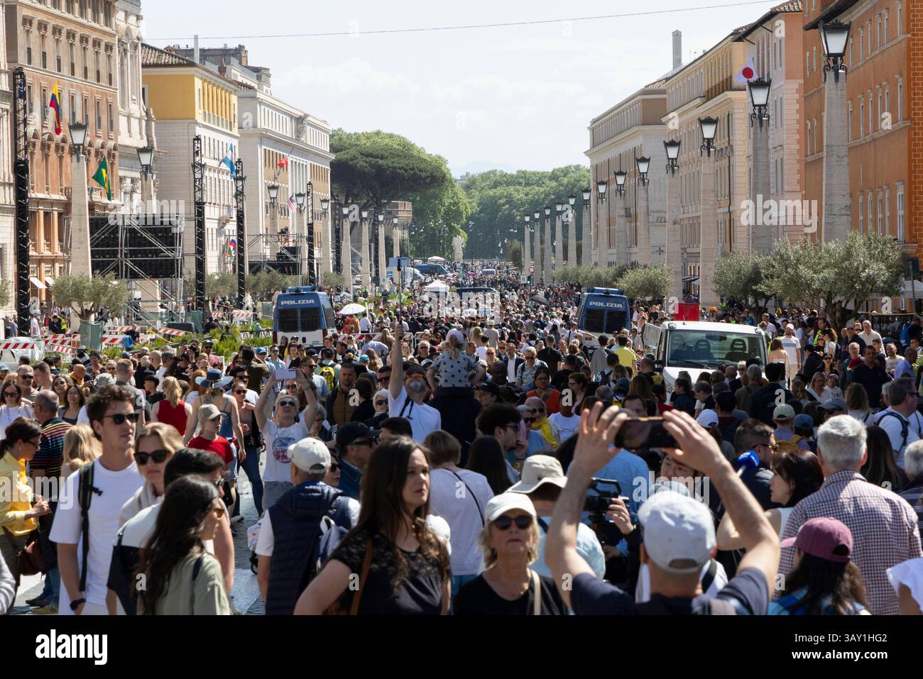 Day after Pope Francis death at the Vatican People gather at St. Peter ...