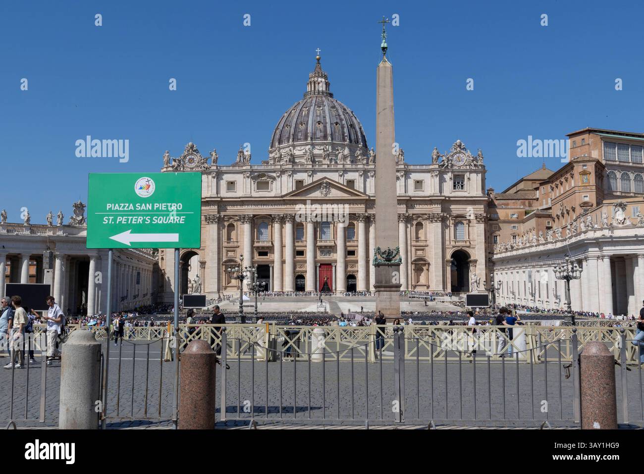Day after Pope Francis death at the Vatican A view of the basilica of ...