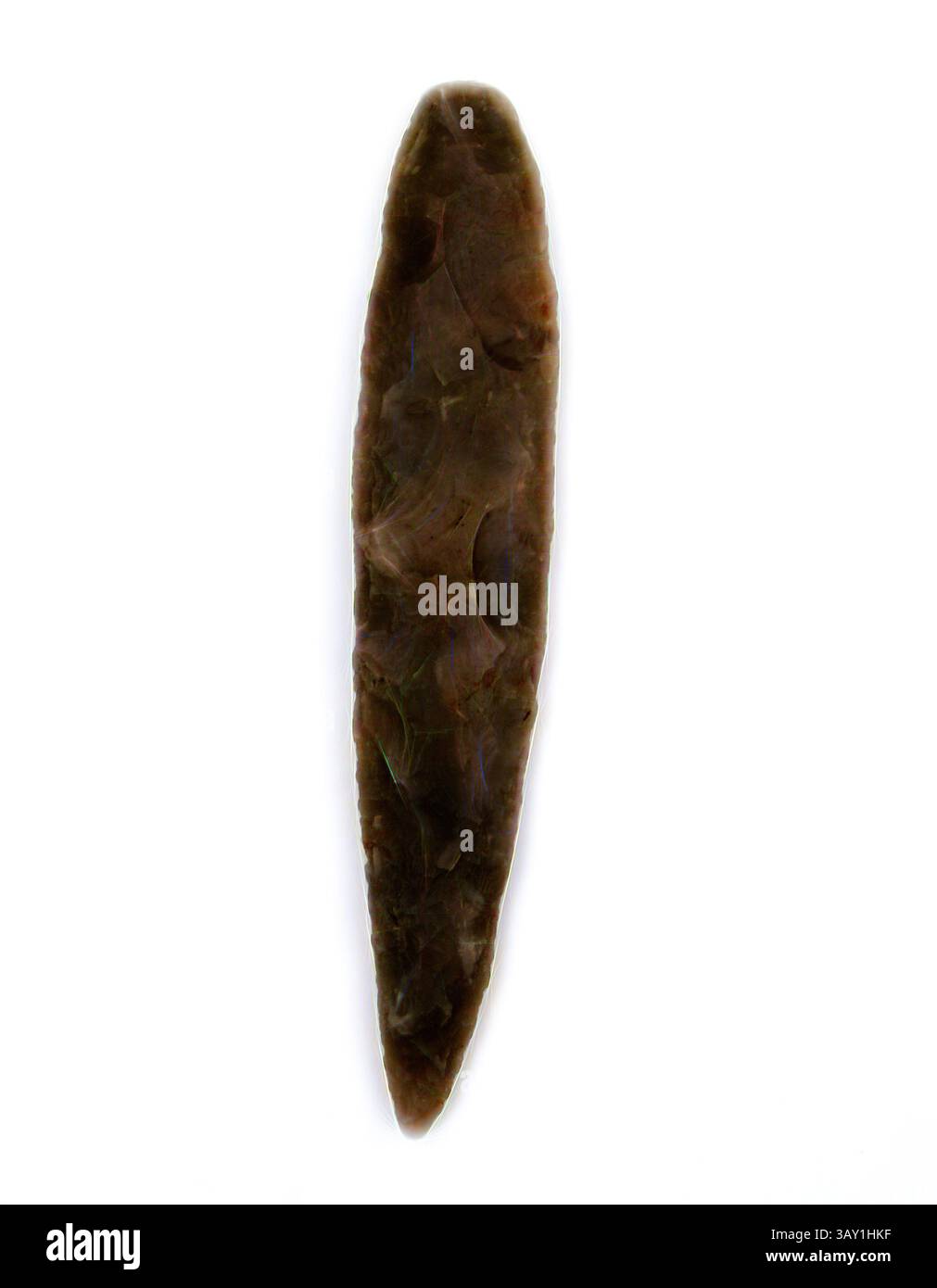 A long, slender tool with a sharp edge, showcasing a polished surface ...