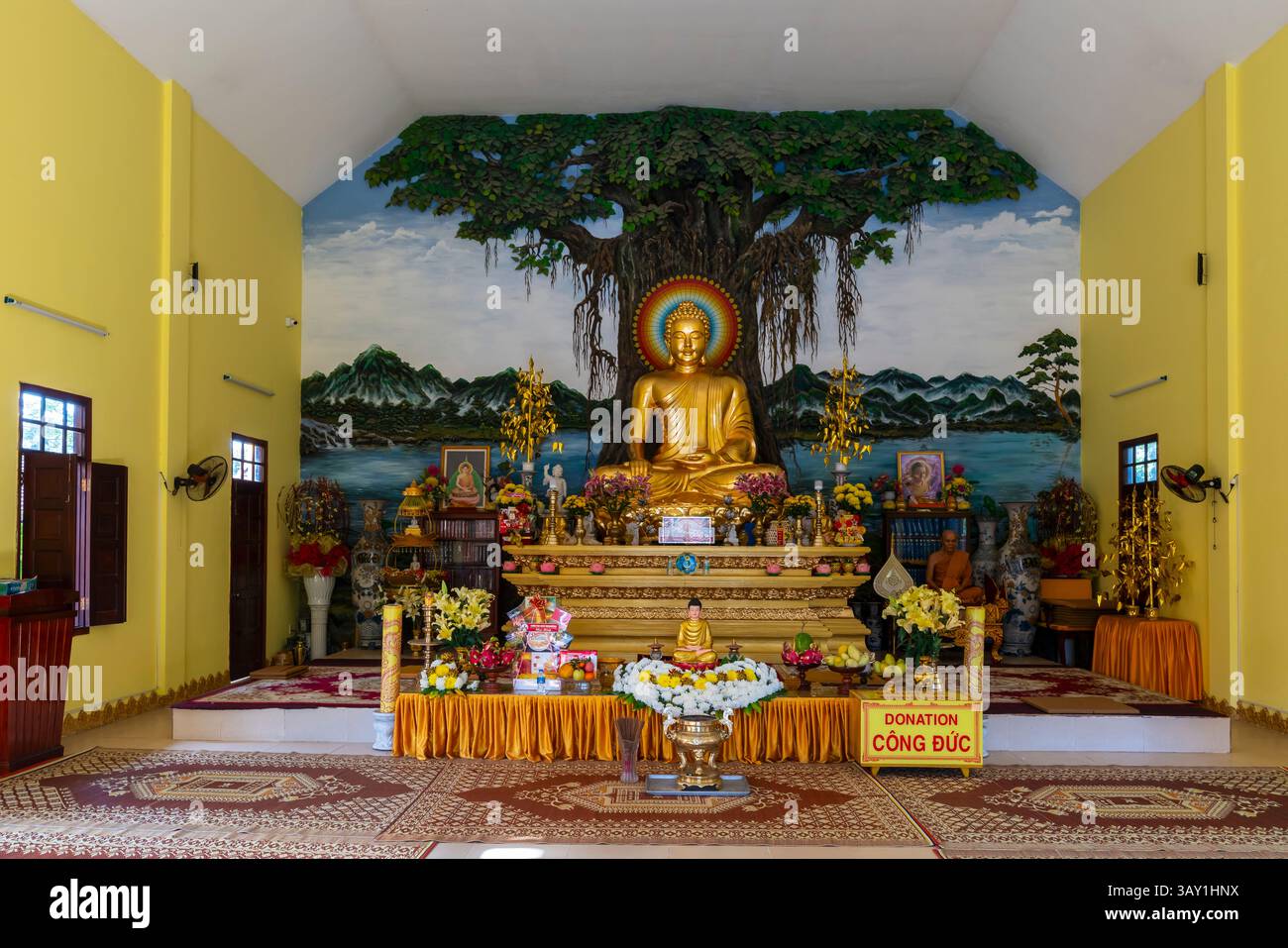 Buddha sitting under the fig tree (tree of awakening), inside the Chùa ...