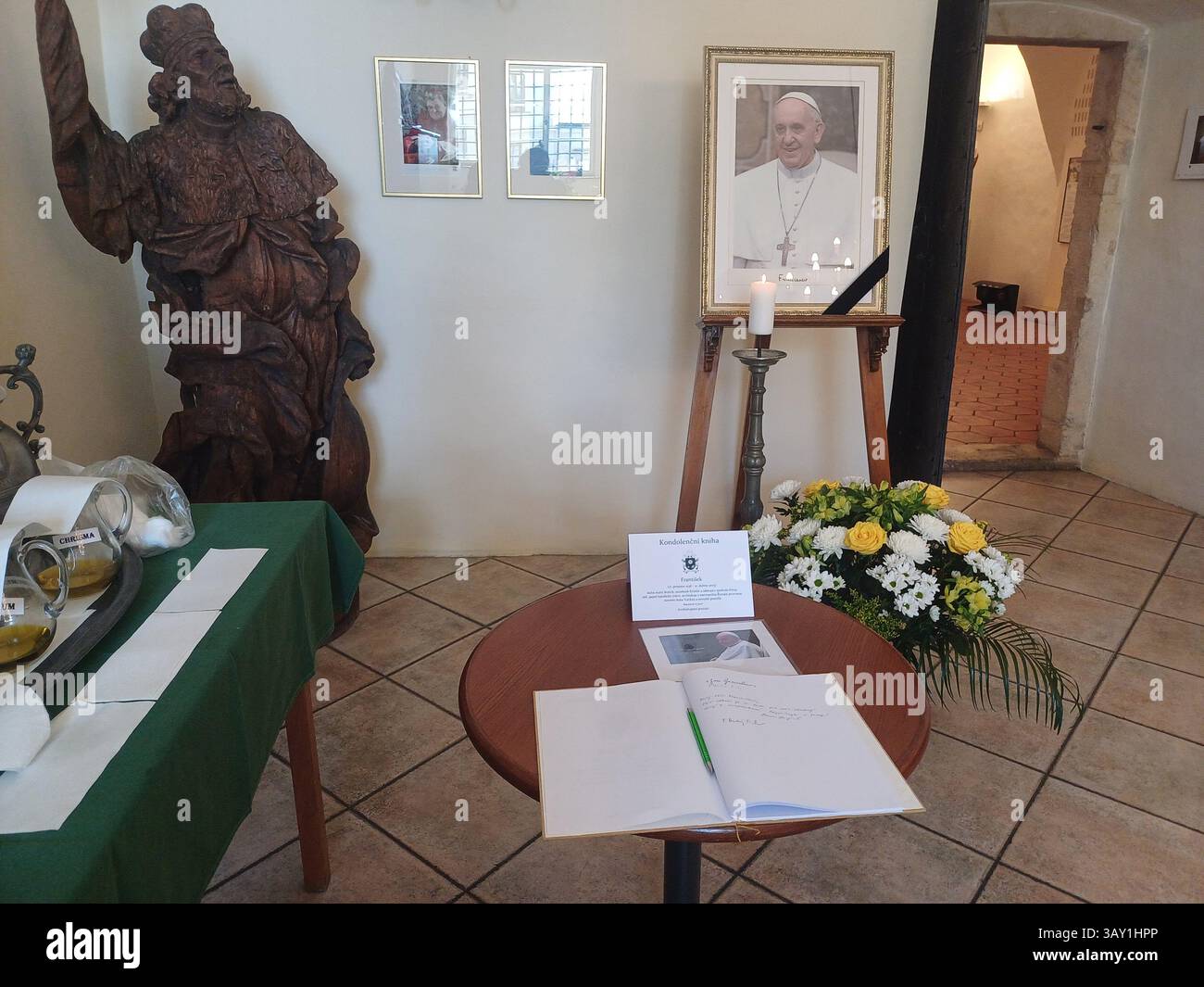 Prague, Czech Republic. 22nd Apr, 2025. Book of condolences in memory ...