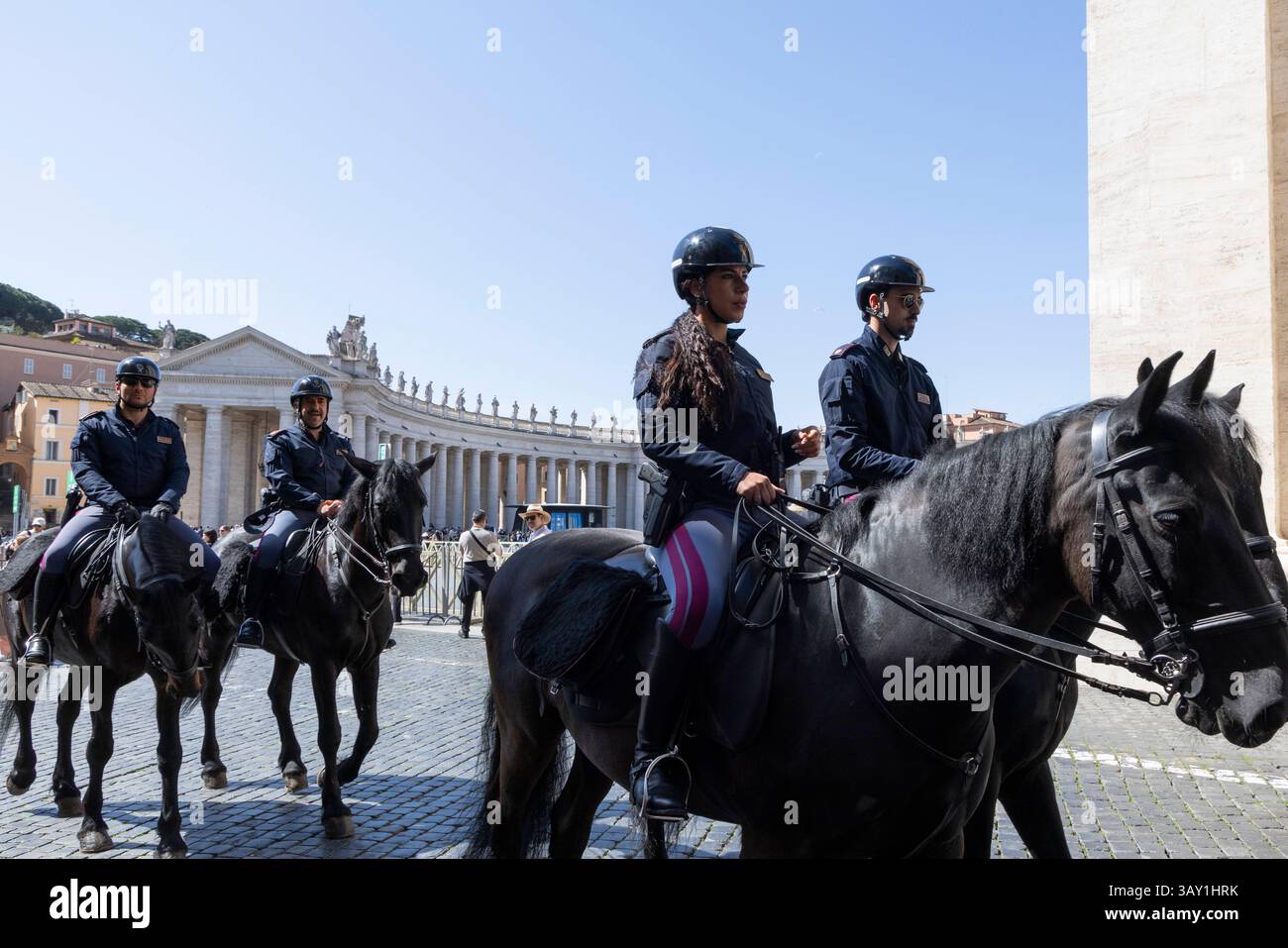 Day after Pope Francis death at the Vatican Italian mounted police ...