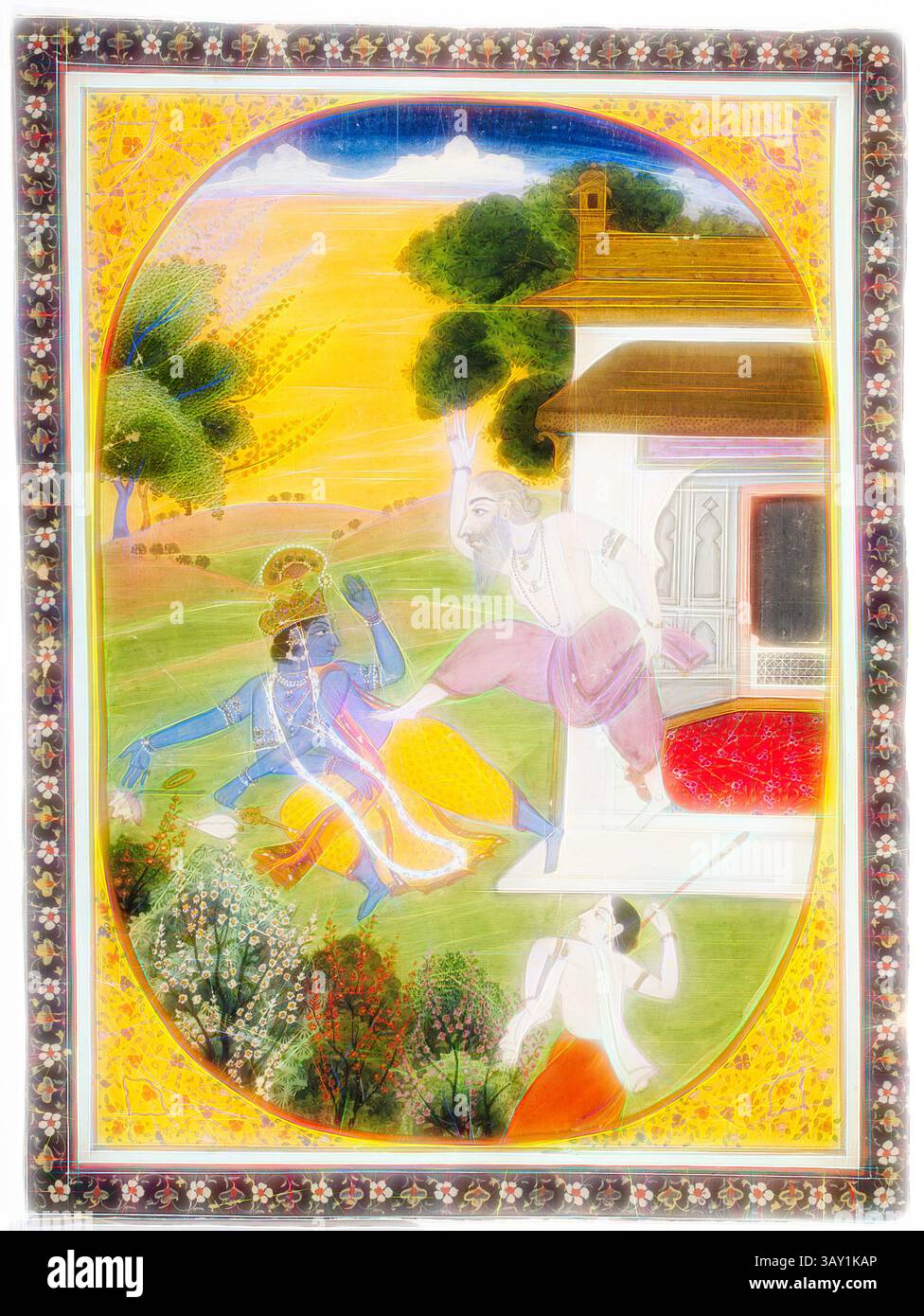 A vibrant scene depicting a dramatic moment from Hindu mythology, where ...