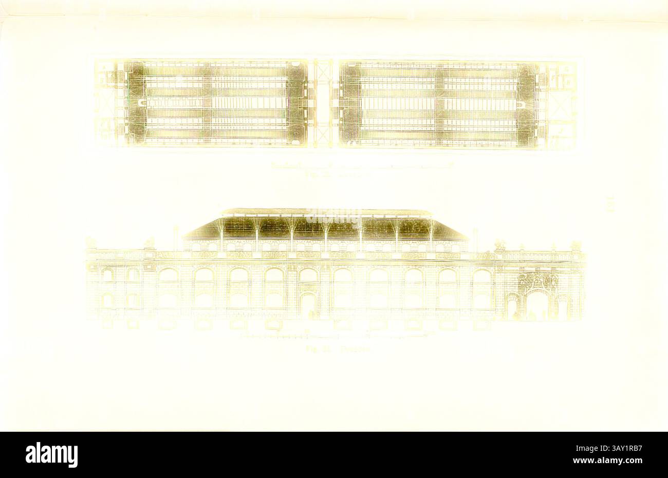 A detailed architectural blueprint showcasing a building's facade along ...