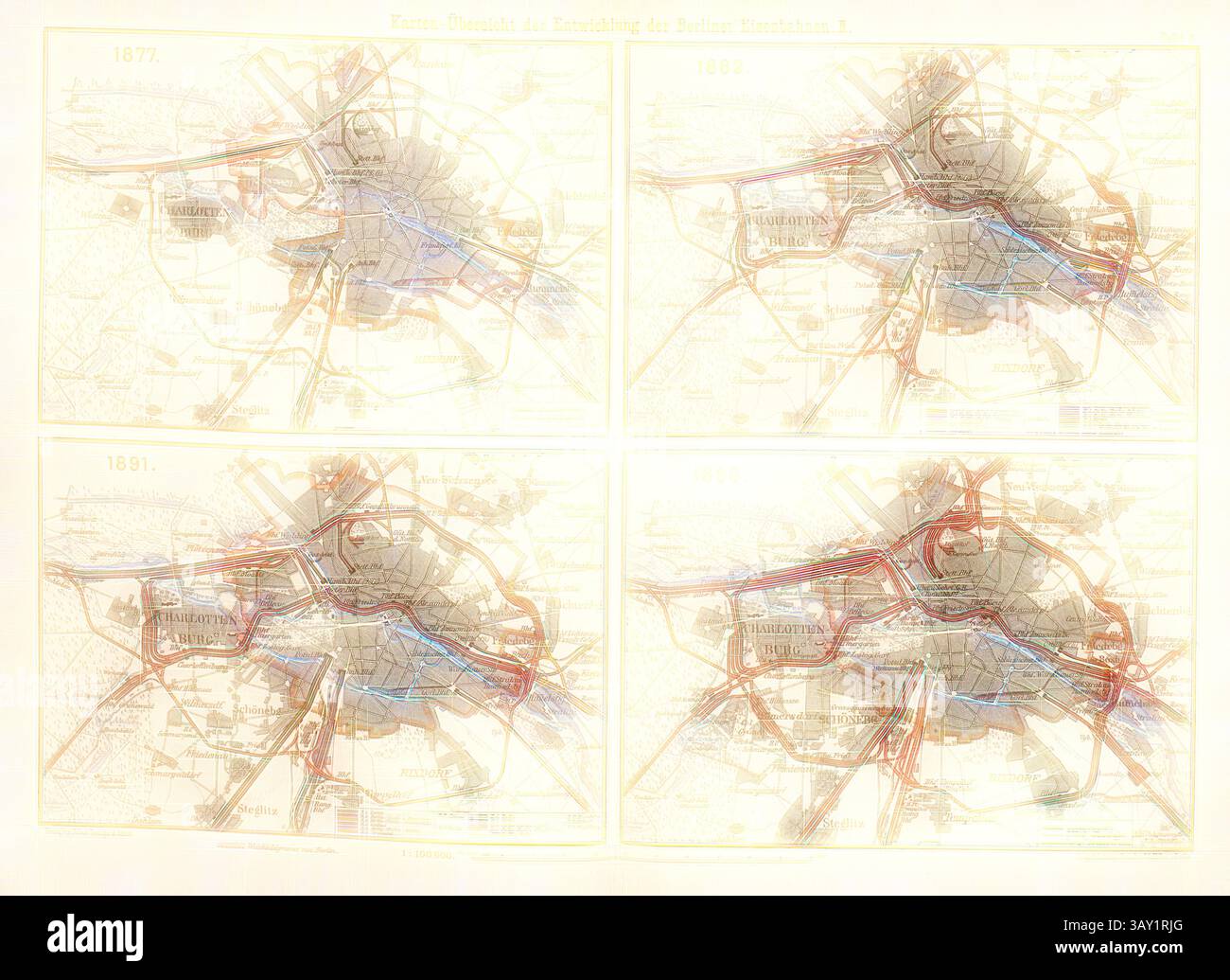A series of historical maps showcasing the urban development and ...