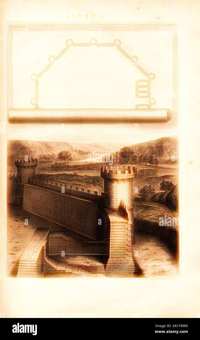 A detailed illustration showcasing a fortified structure with tall ...