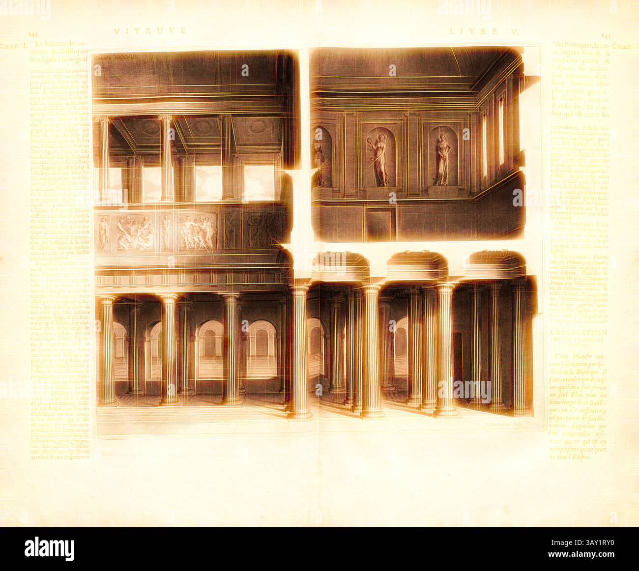 An intricate architectural illustration showcasing a grand interior ...