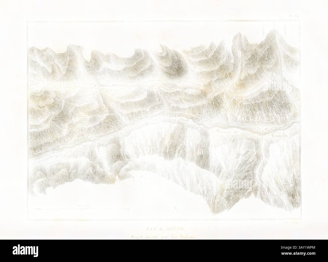 A detailed topographic representation of a mountainous landscape ...