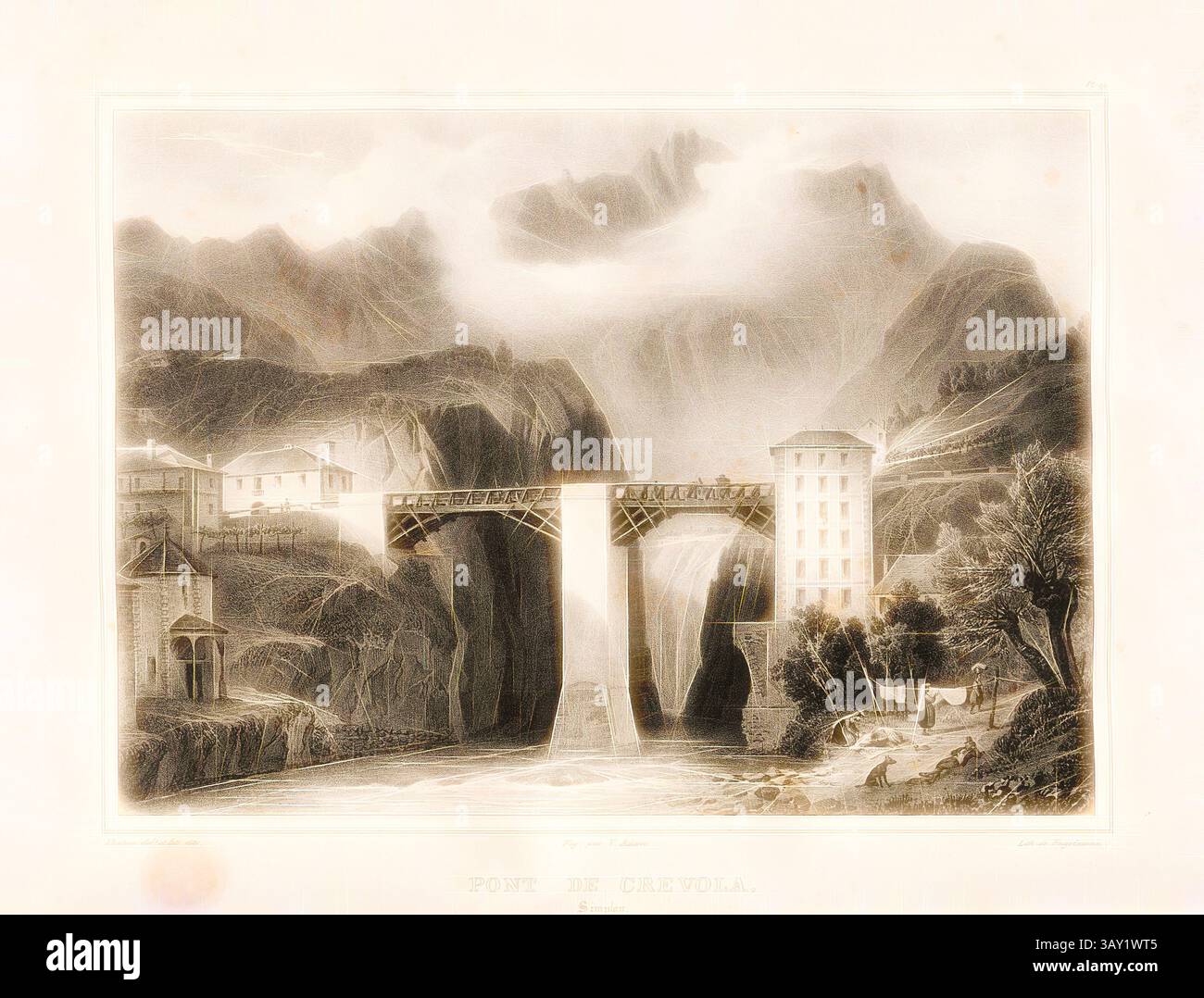 A bridge spans a deep gorge, connecting two steep mountainsides. Below ...