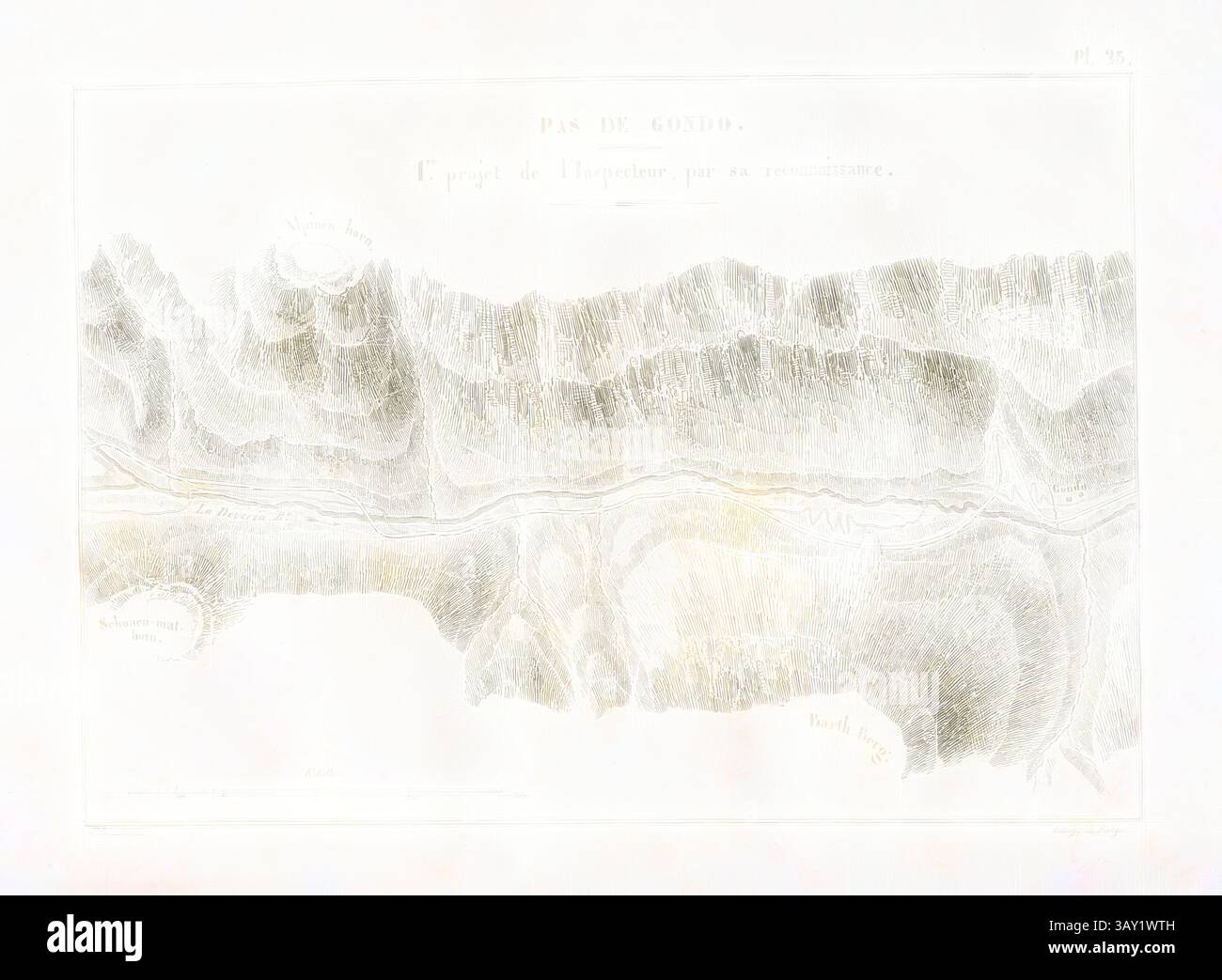 A detailed topographic illustration depicting a mountainous landscape ...