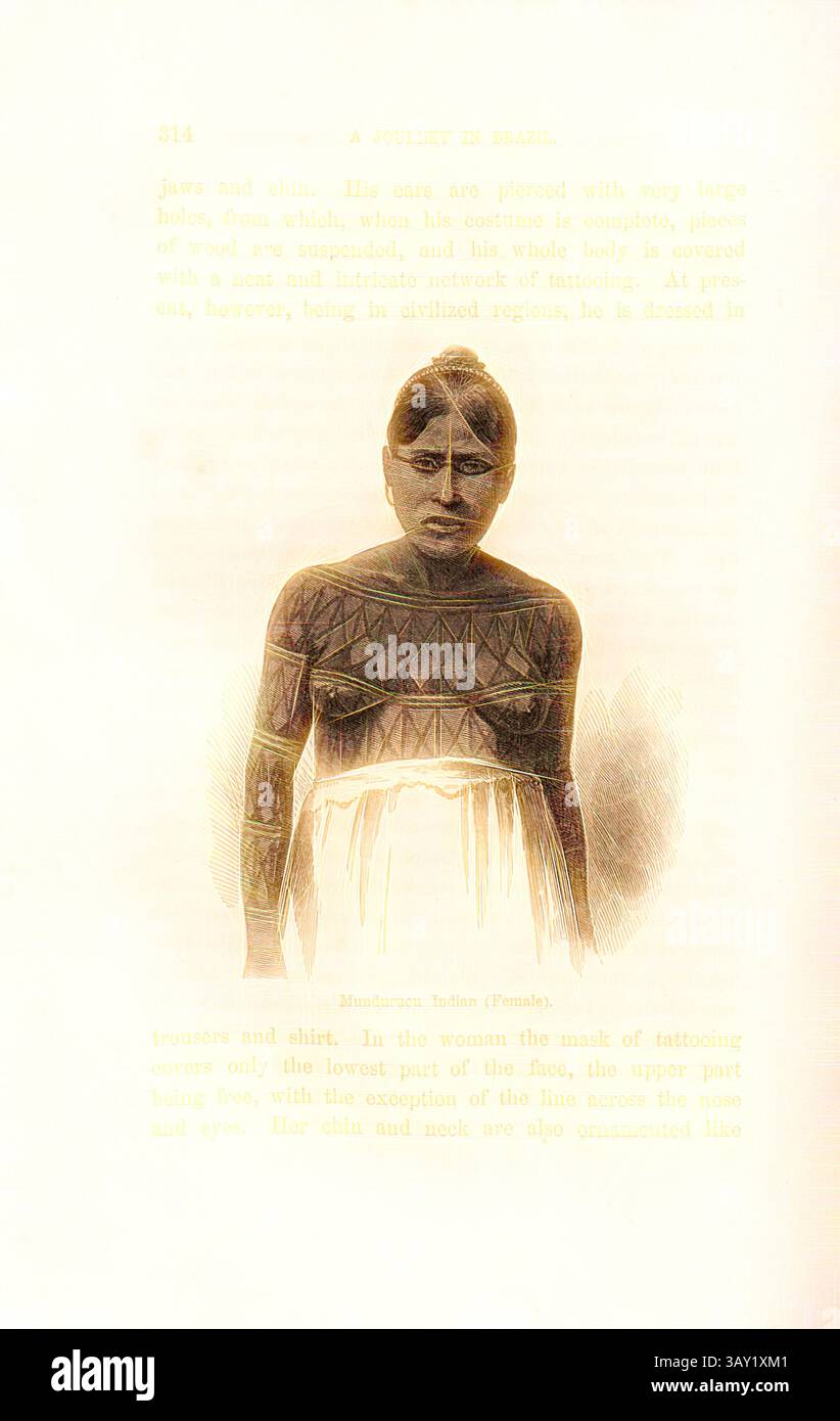 A woman adorned with intricate tattoos stands confidently, her ...