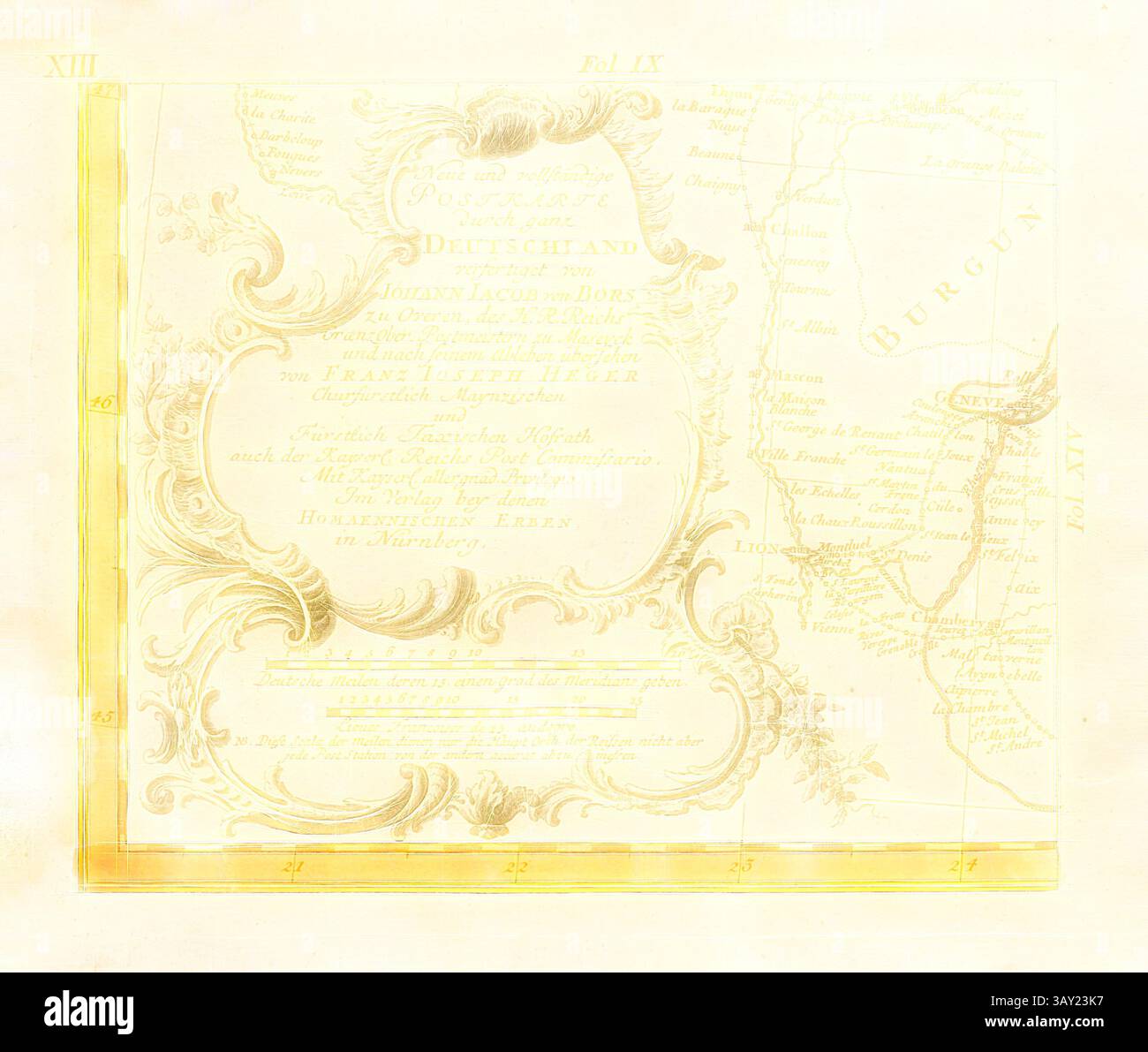 An ornate map showcasing a detailed cartographic representation of ...