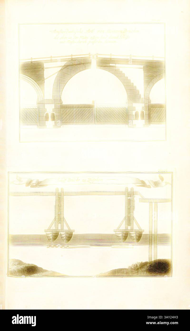 A detailed architectural illustration showcasing two distinct bridge ...