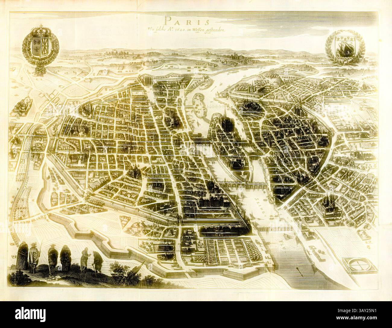 A detailed map of Paris, showcasing streets, buildings, and key ...