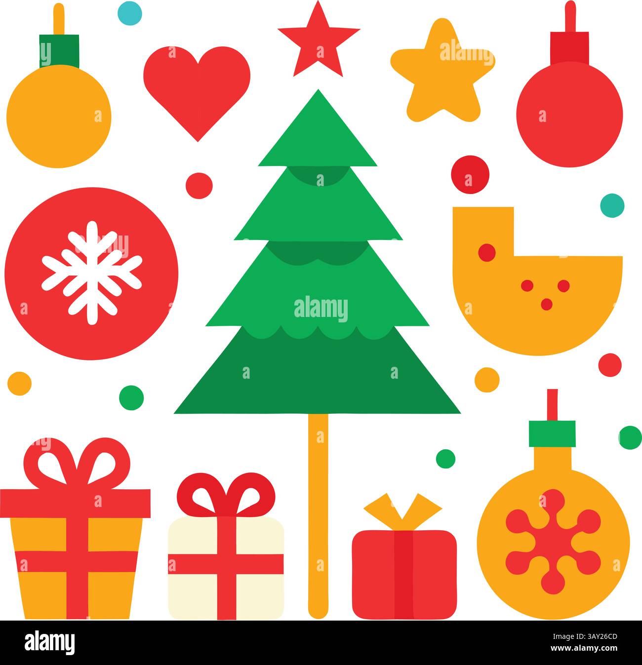 Colorful Christmas Icons for Graphic Use, Christmas Elements: Santa ...