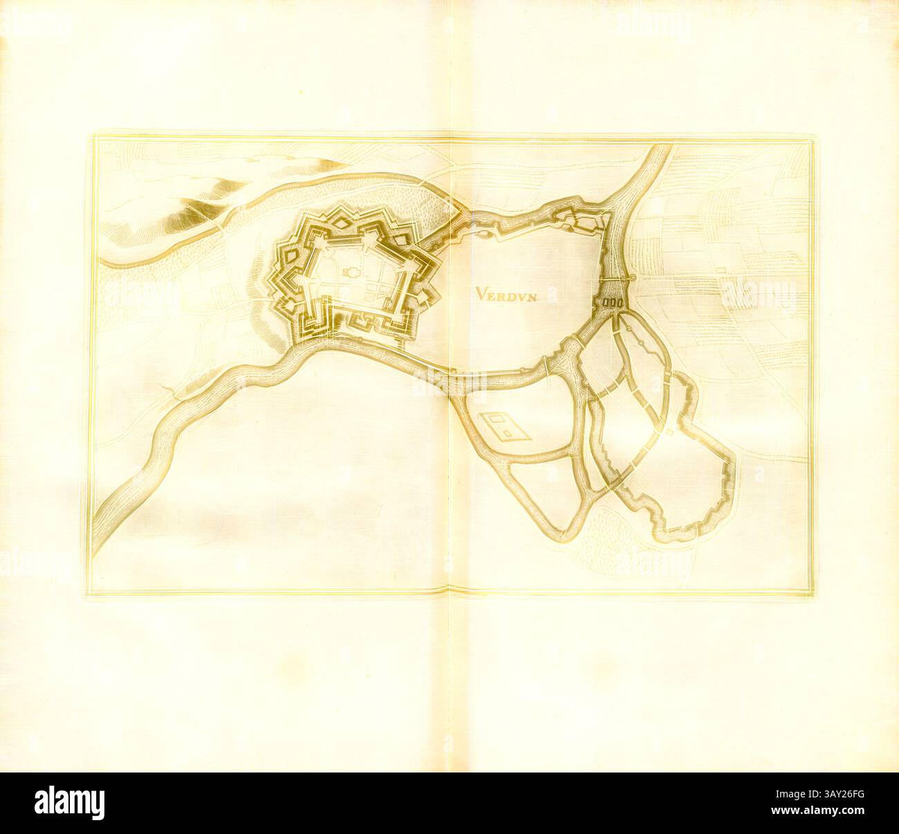 A historical map detailing the layout of the city of Verdun, showcasing ...