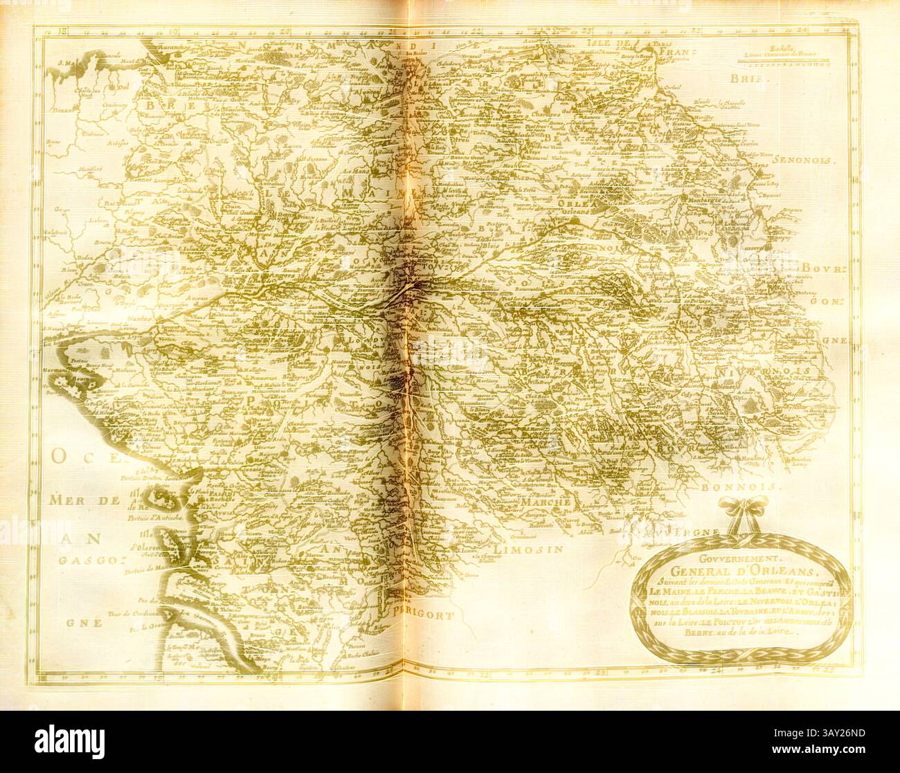 A detailed map highlighting the region of Orléans, featuring various ...