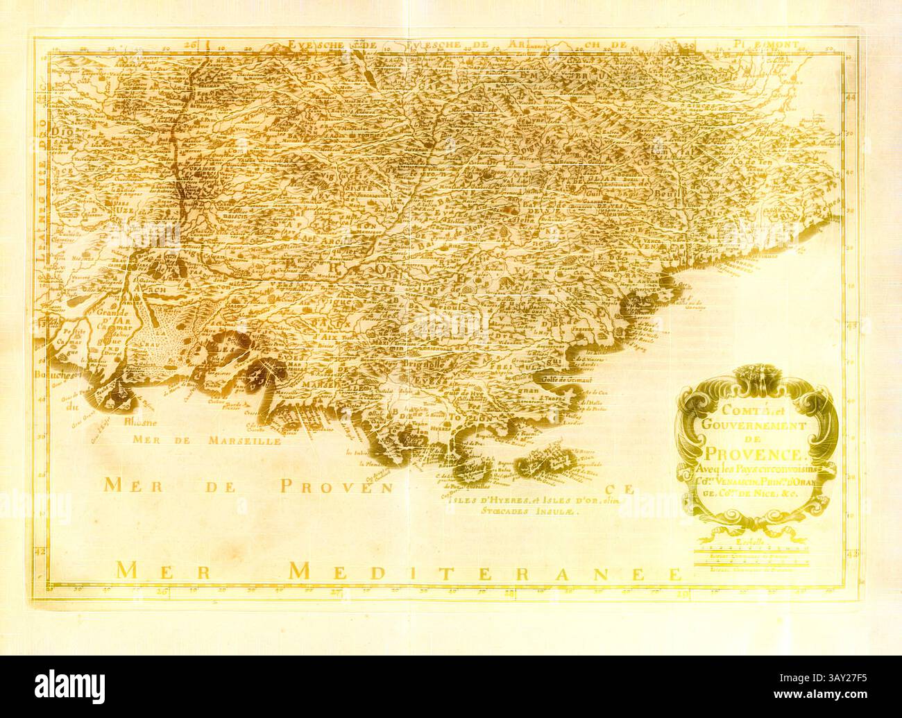 A detailed historical map depicting the region of Provence, featuring ...