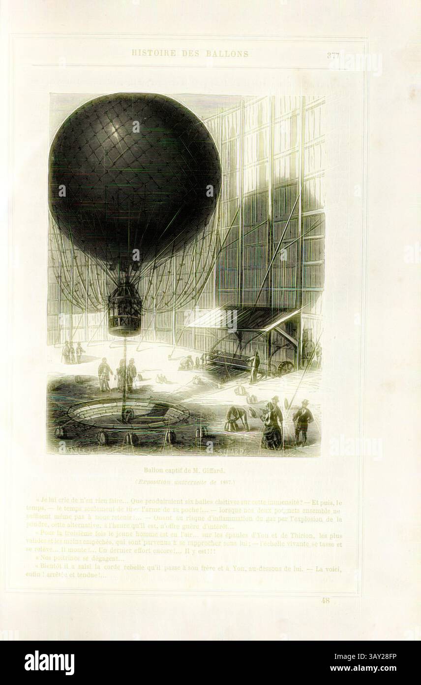 An elaborate scene depicts a large hot air balloon being prepared for ...