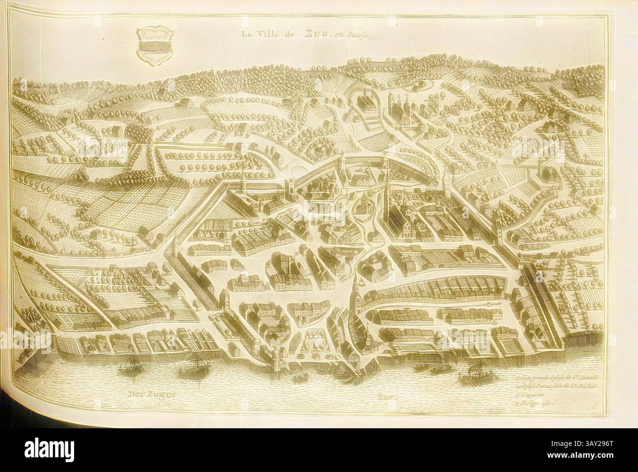 An intricately detailed aerial view of a historical town, showcasing a ...