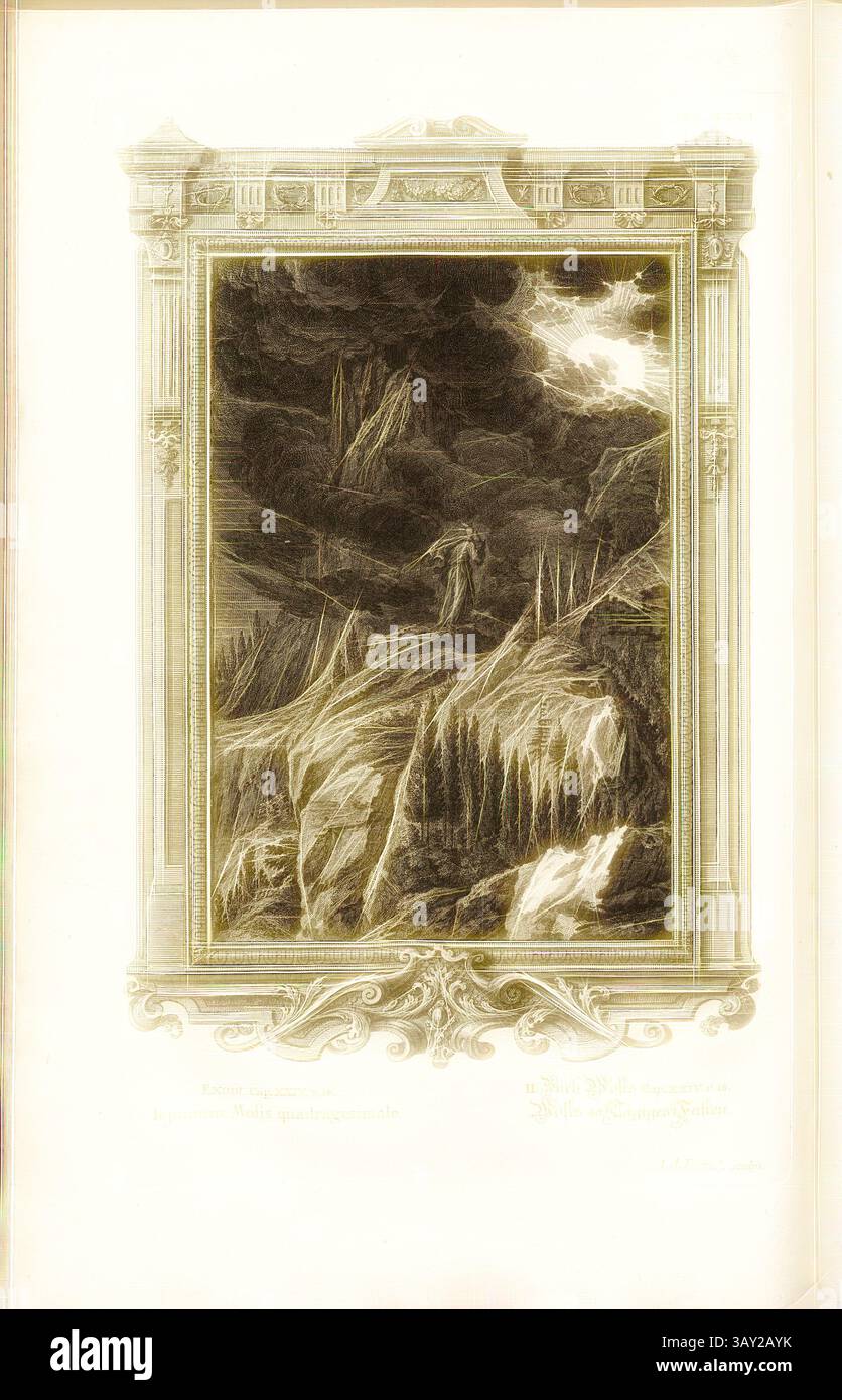 A dramatic scene unfolds, featuring towering cliffs beneath a stormy ...