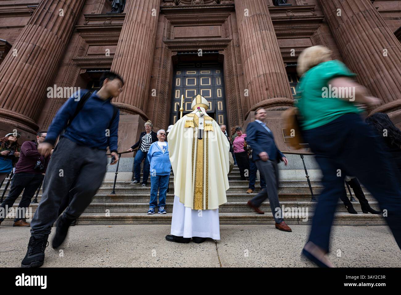 Nelson J. Pérez , Archbishop of Philadelphia, greets churchgoers and ...