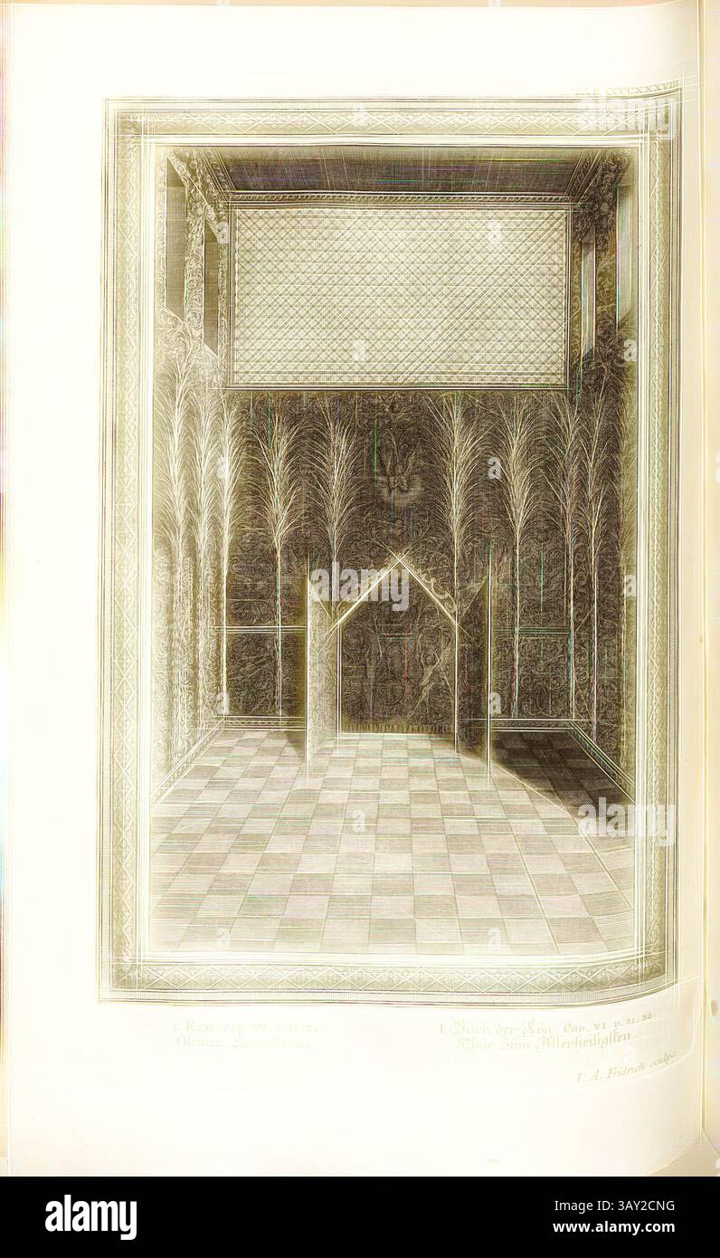 An architectural representation of an ornate room, featuring intricate ...