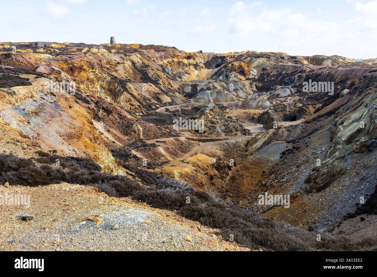 The unique and colourful strata at the disused copper mine at Parys ...