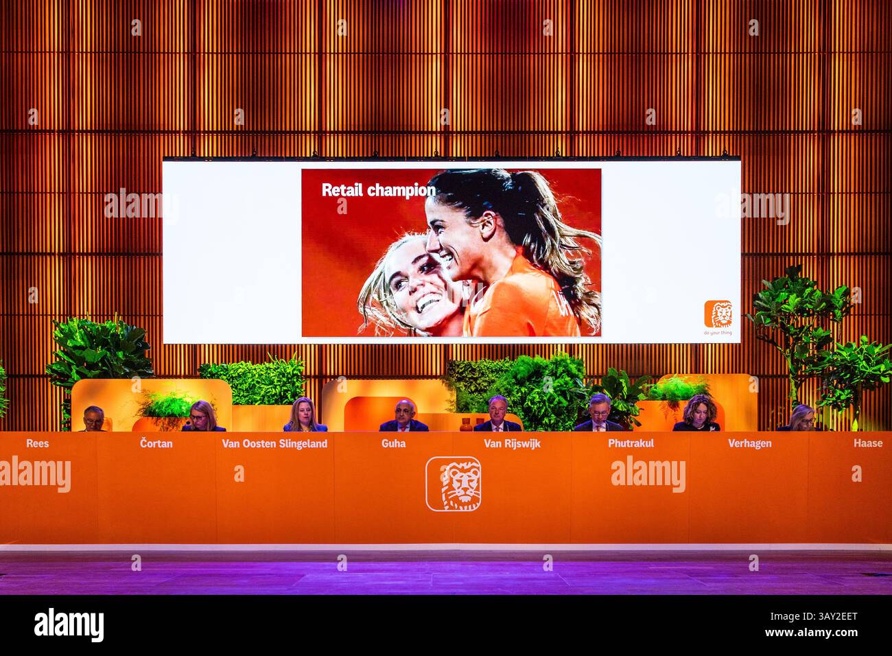 AMSTERDAM - Boardmembers during a general shareholders' meeting of ING ...