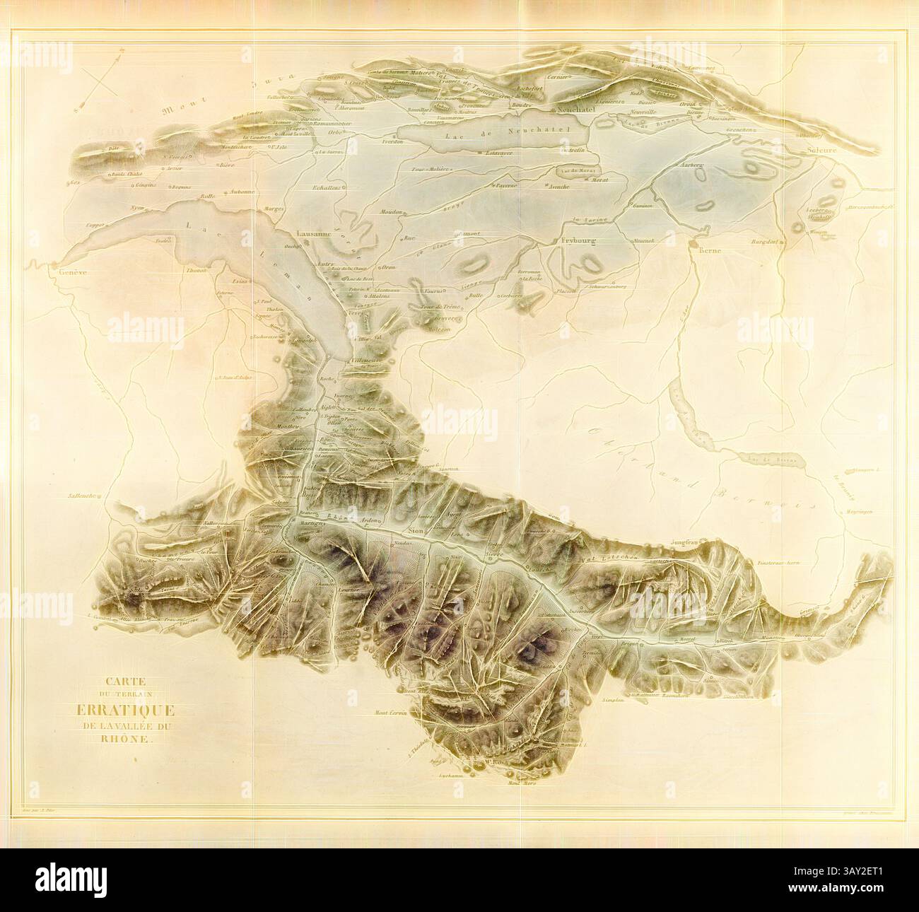 A detailed topographical map showing a landscape with marked elevations ...