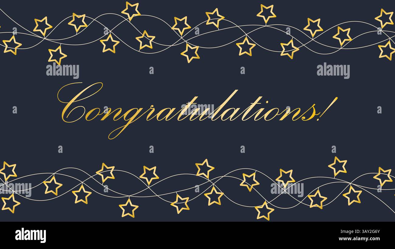 Festive banner with golden star garlands. Horizontal background with ...