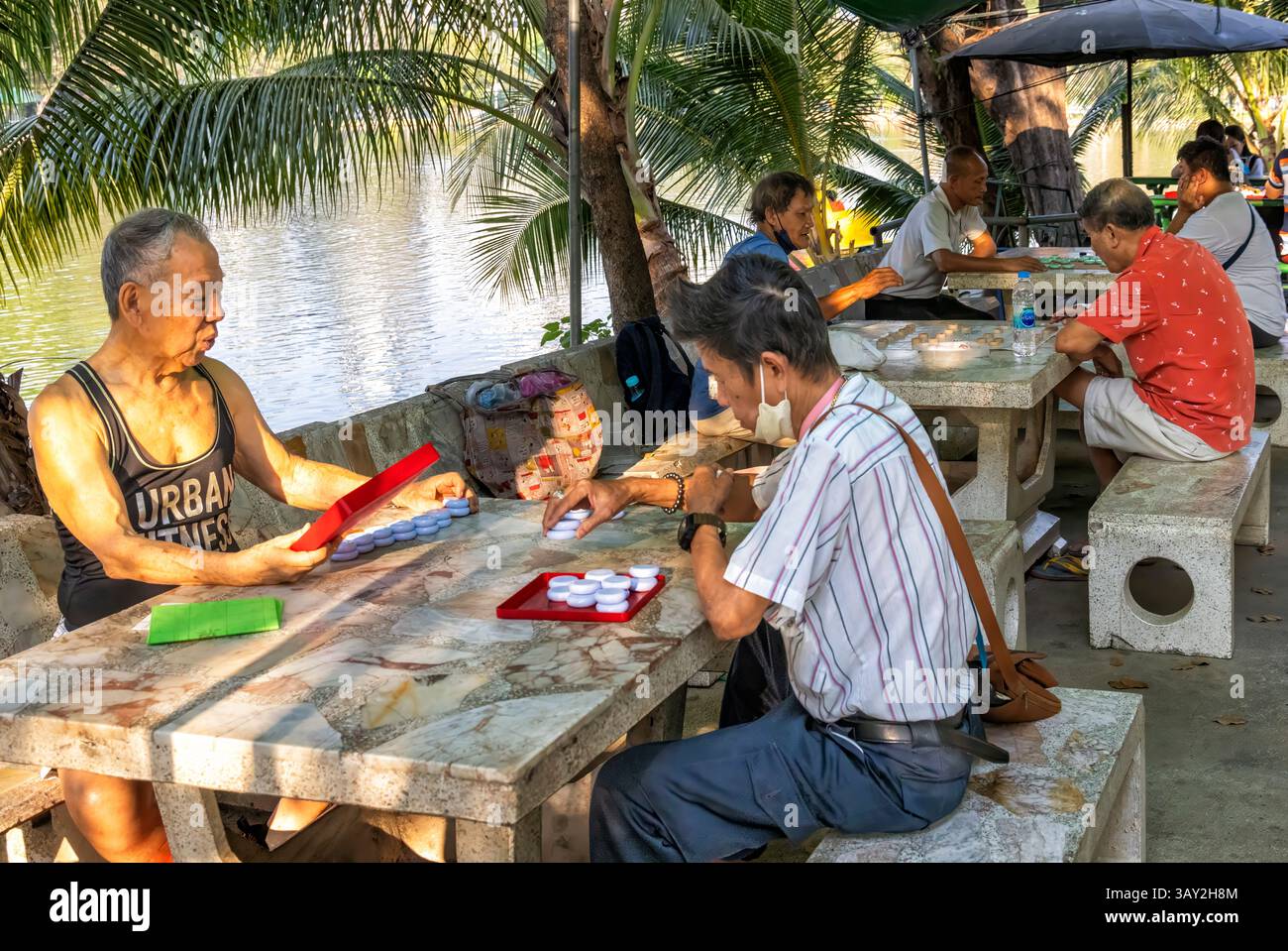Old thai men playing hi-res stock photography and images - Alamy