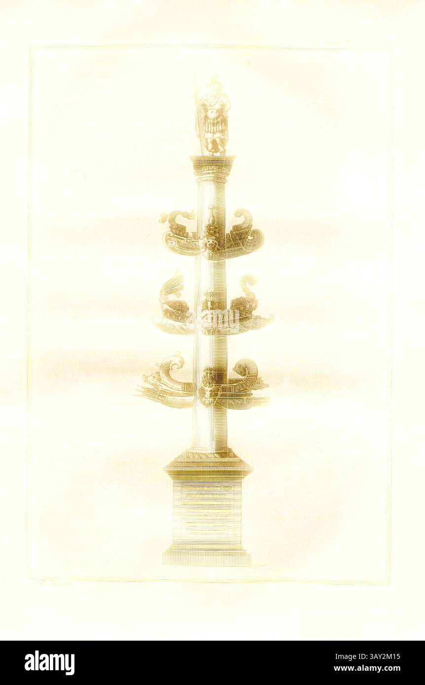 A tall, ornate column featuring intricate sculptures of mythical ...