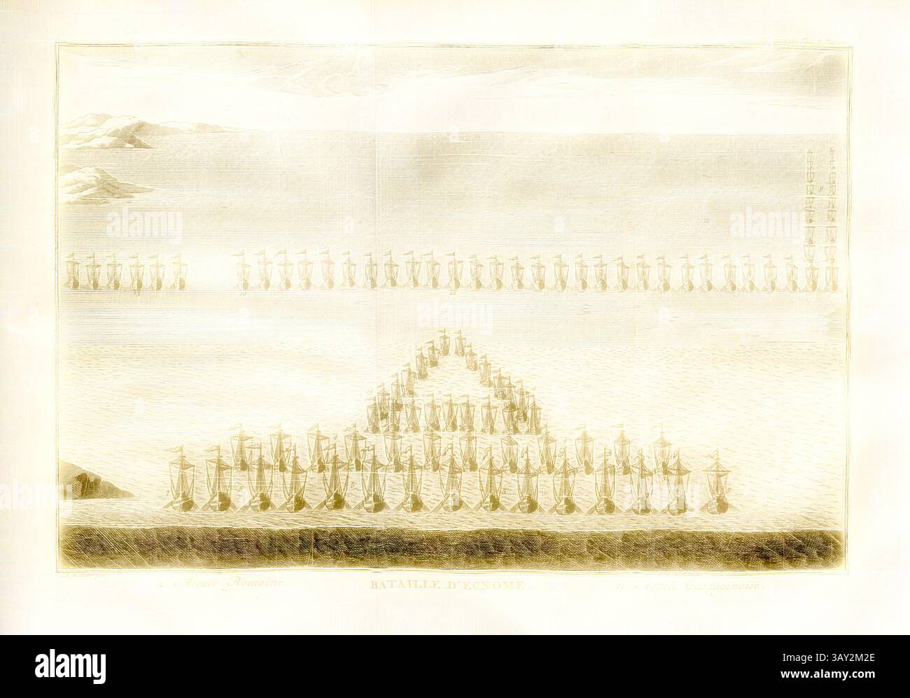 A depiction of a naval battle, showcasing a fleet of ships arranged in ...