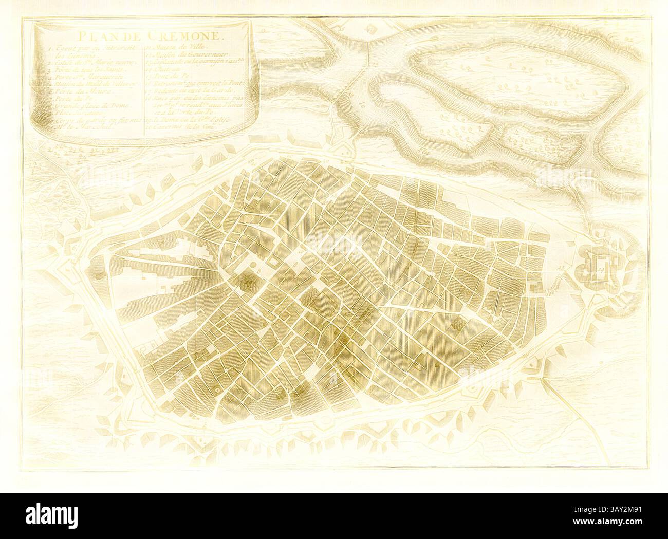 A detailed map of Cremona, showcasing its layout with distinct streets ...