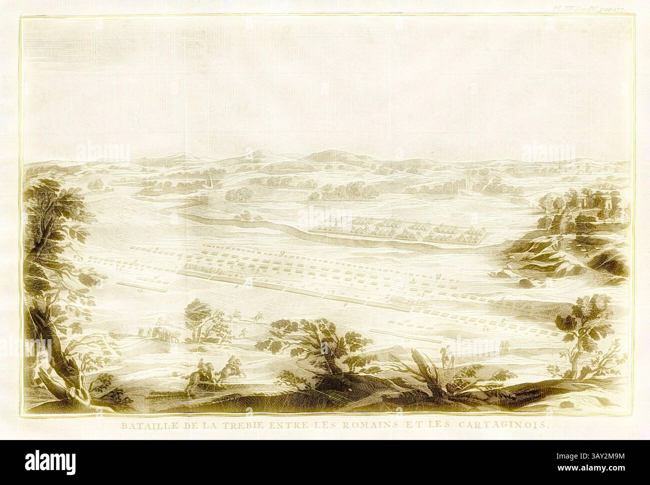 A historical depiction of the Battle of Trebia, illustrating the ...