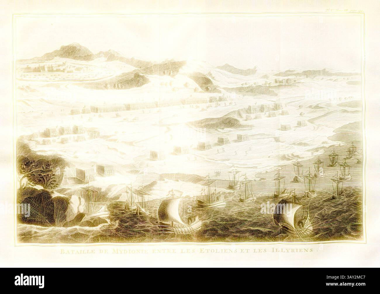 A historical depiction of a naval battle, featuring ships engaged in ...