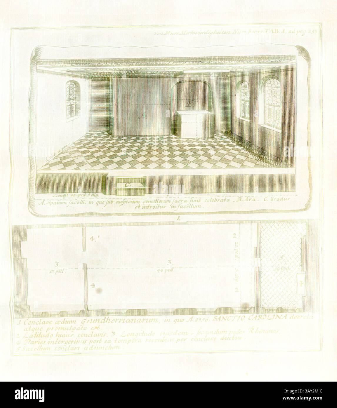 A detailed architectural illustration showcasing the interior of a room ...