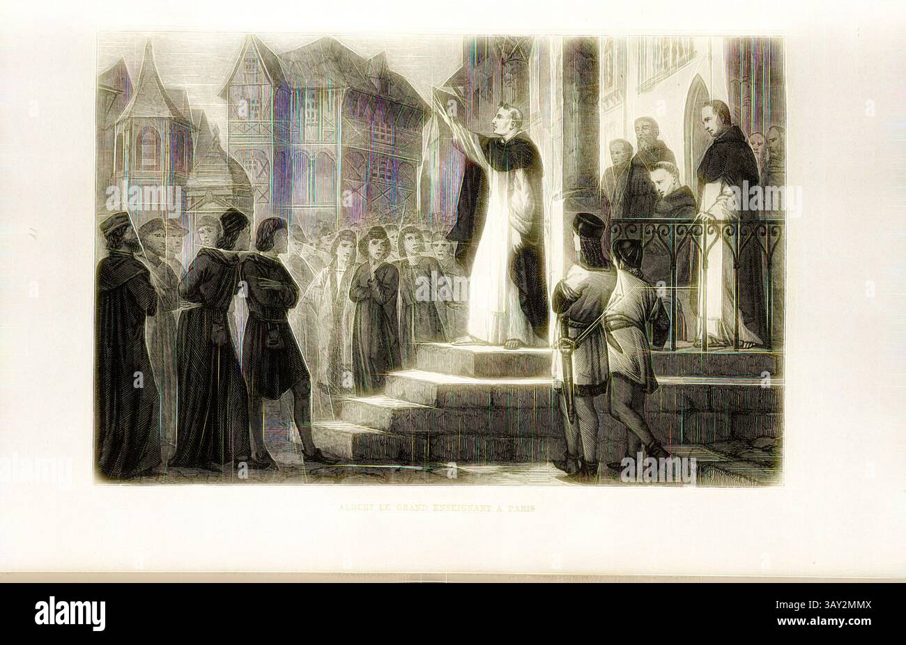 Group of figures in historic clothing gathers hi-res stock photography ...