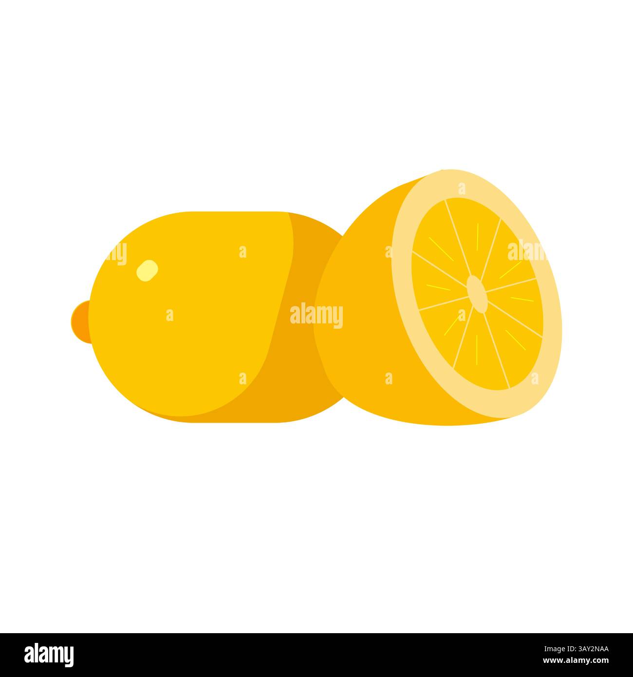 Fresh yellow lemons, whole and half. Vector illustration in flat style ...